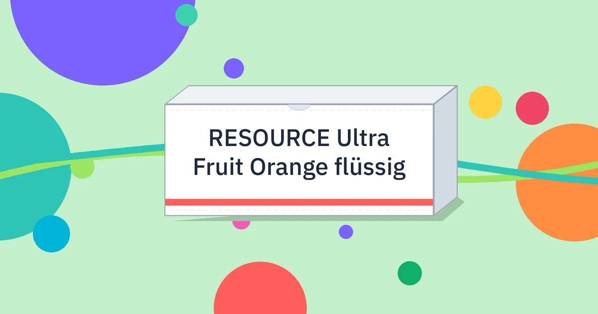 Symbolbild: Packung mit der Aufschrift RESOURCE Ultra Fruit Orange flüssig (PZN 20168345) – Verfügbarkeit und Bezug in Apotheken in Frankfurt am Main