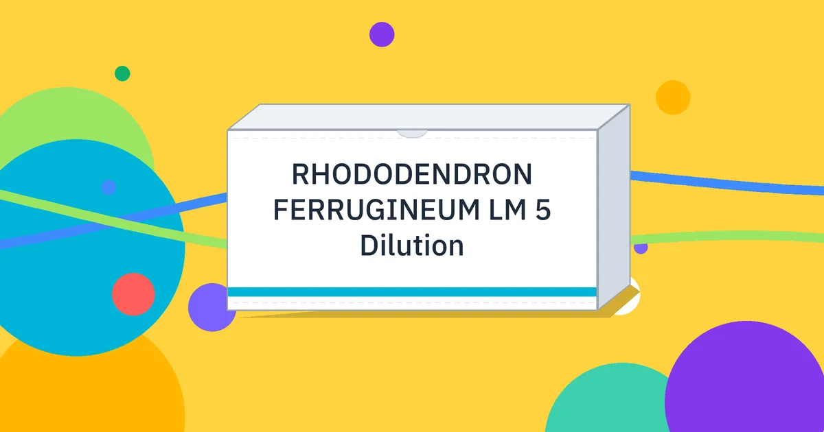 Symbolbild: Packung mit der Aufschrift RHODODENDRON FERRUGINEUM LM 5 Dilution (PZN 13051246) – Verfügbarkeit und Bezug in Apotheken in Frankfurt am Main
