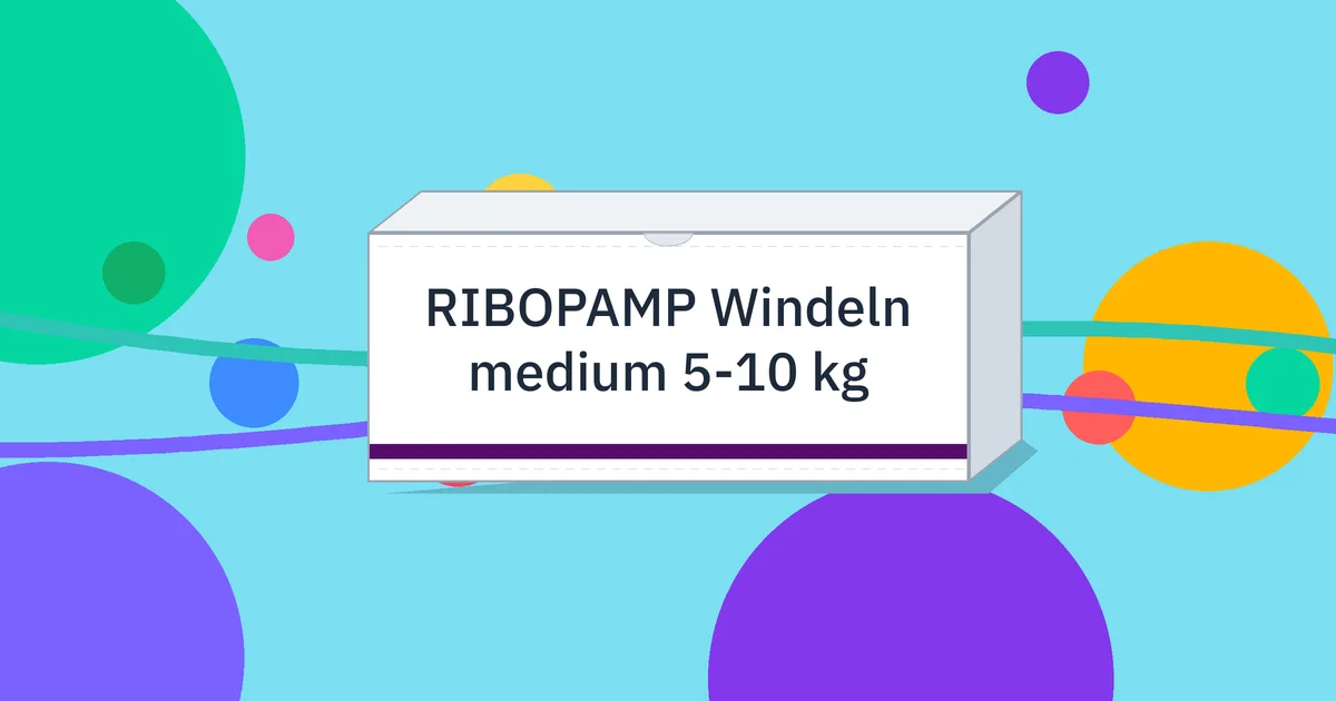 Symbolbild: Packung mit der Aufschrift RIBOPAMP Windeln medium 5-10 kg (PZN 04774402) – Verfügbarkeit und Bezug in Apotheken in Frankfurt am Main