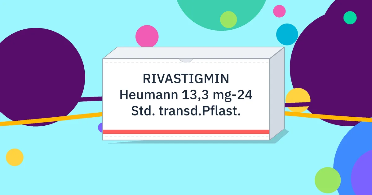 Symbolbild: Packung mit der Aufschrift RIVASTIGMIN Heumann 13,3 mg-24 Std. transd.Pflast. (PZN 11336039) – Verfügbarkeit und Bezug in Apotheken in Frankfurt am Main