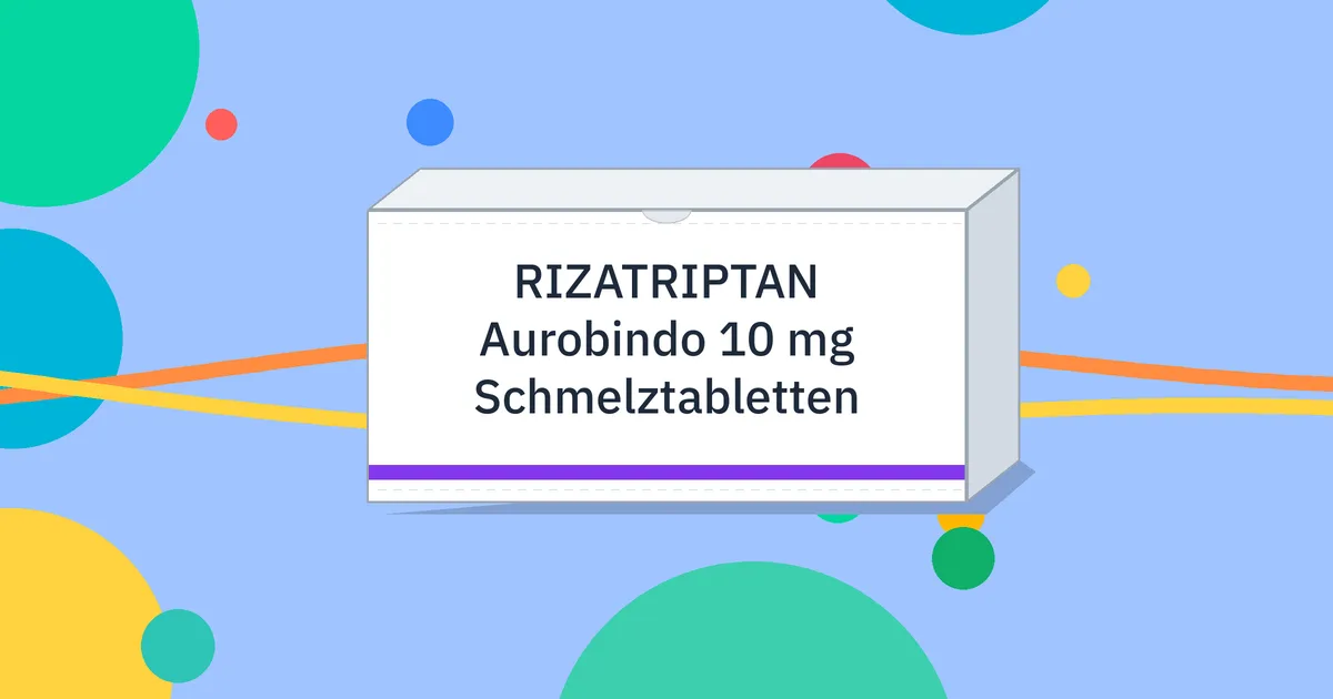 Symbolbild: Packung mit der Aufschrift RIZATRIPTAN Aurobindo 10 mg Schmelztabletten (PZN 02160133) – Verfügbarkeit und Bezug in Apotheken in Frankfurt am Main