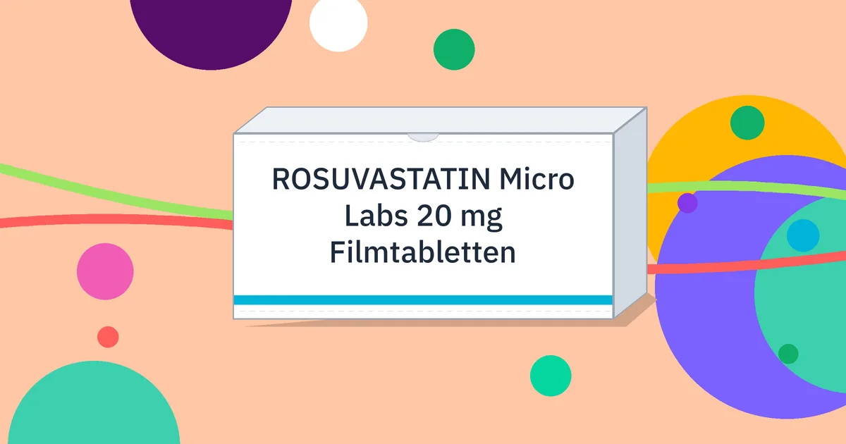 Symbolbild: Packung mit der Aufschrift ROSUVASTATIN Micro Labs 20 mg Filmtabletten (PZN 18152940) – Verfügbarkeit und Bezug in Apotheken in Frankfurt am Main