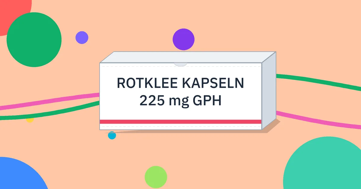 Symbolbild: Packung mit der Aufschrift ROTKLEE KAPSELN 225 mg GPH (PZN 01635634) – Verfügbarkeit und Bezug in Apotheken in Frankfurt am Main