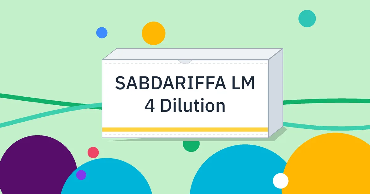Symbolbild: Packung mit der Aufschrift SABDARIFFA LM 4 Dilution (PZN 13175327) – Verfügbarkeit und Bezug in Apotheken in Frankfurt am Main