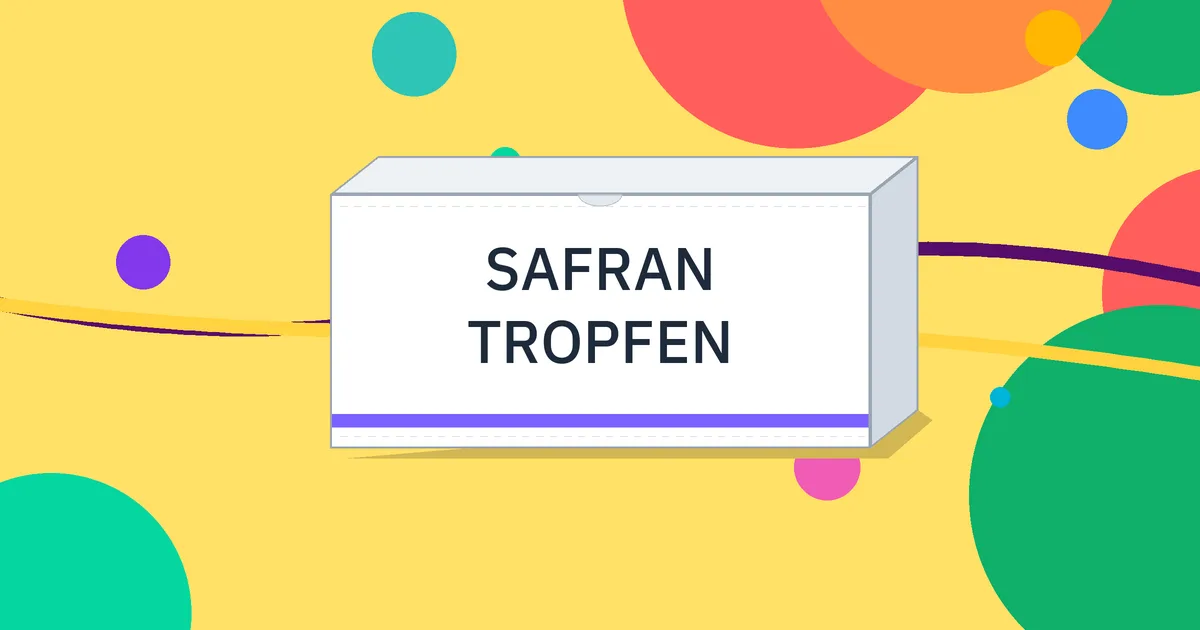 Symbolbild: Packung mit der Aufschrift SAFRAN TROPFEN (PZN 11366000) – Verfügbarkeit und Bezug in Apotheken in Frankfurt am Main