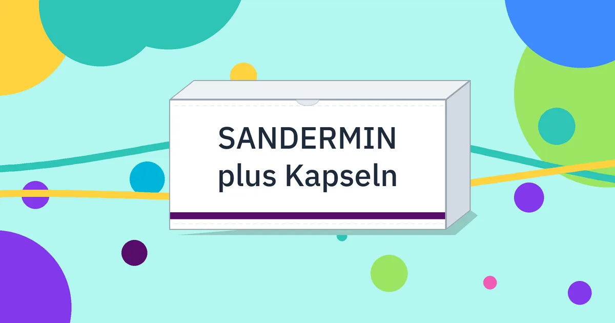 Symbolbild: Packung mit der Aufschrift SANDERMIN plus Kapseln (PZN 20569771) – Verfügbarkeit und Bezug in Apotheken in Frankfurt am Main