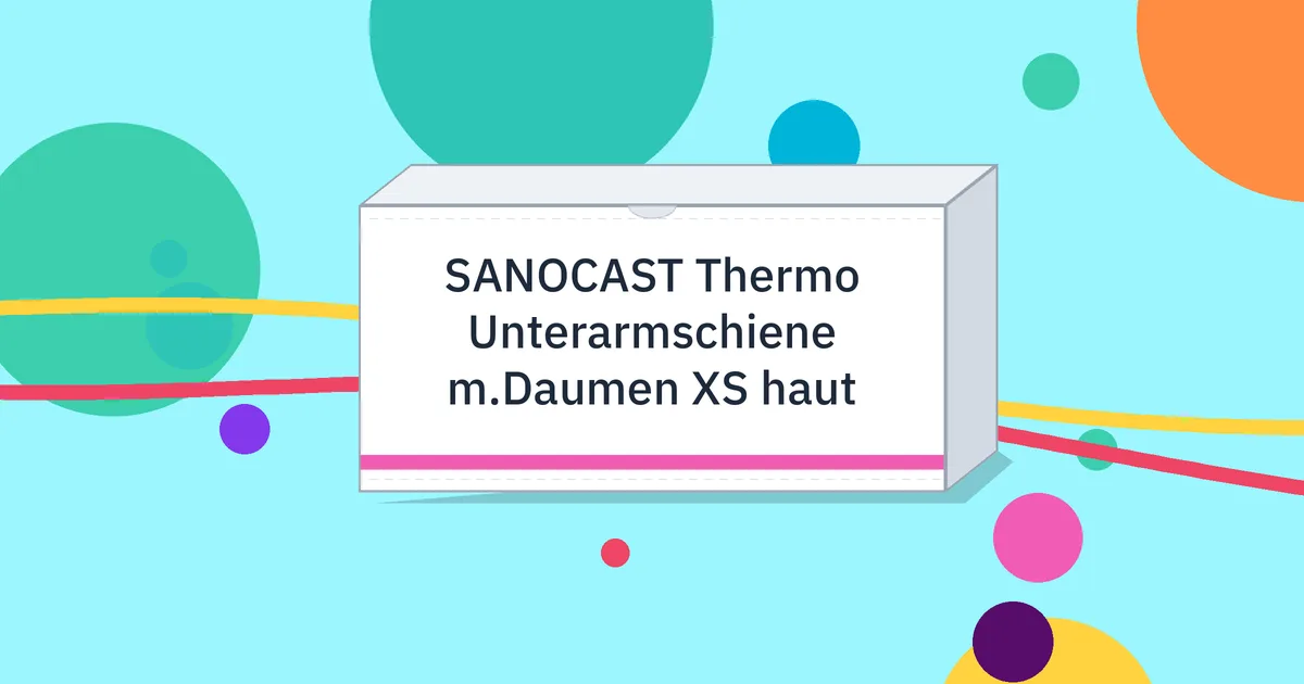 Symbolbild: Packung mit der Aufschrift SANOCAST Thermo Unterarmschiene m.Daumen XS haut (PZN 15260706) – Verfügbarkeit und Bezug in Apotheken in Frankfurt am Main