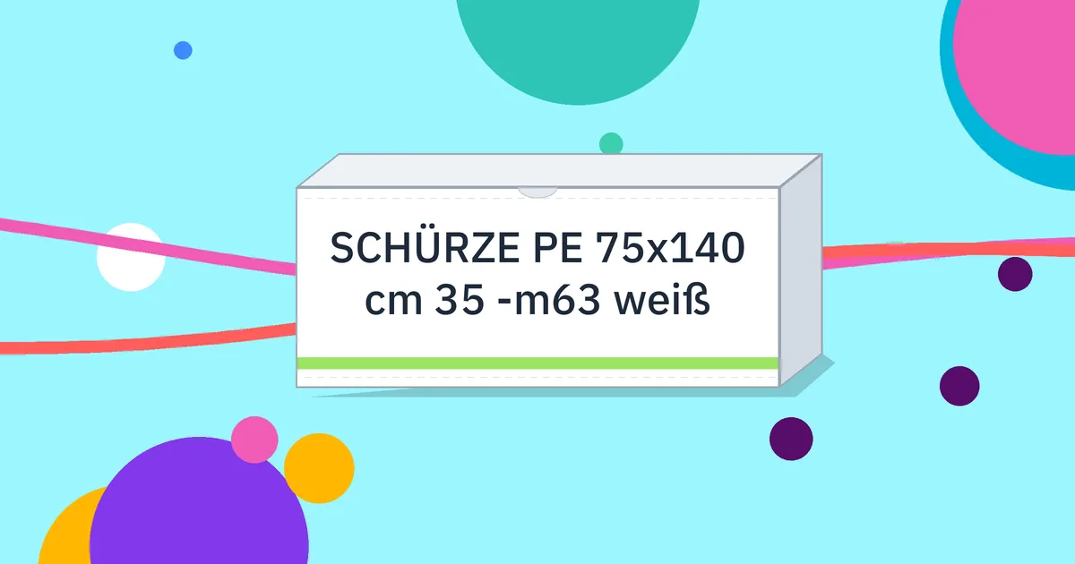 Symbolbild: Packung mit der Aufschrift SCHÜRZE PE 75x140 cm 35 -m63 weiß (PZN 07600625) – Verfügbarkeit und Bezug in Apotheken in Frankfurt am Main