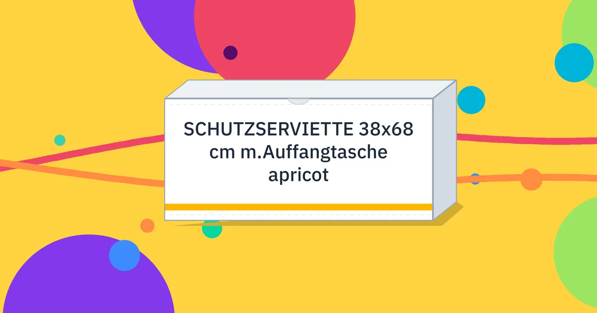 Symbolbild: Packung mit der Aufschrift SCHUTZSERVIETTE 38x68 cm m.Auffangtasche apricot (PZN 11727314) – Verfügbarkeit und Bezug in Apotheken in Frankfurt am Main