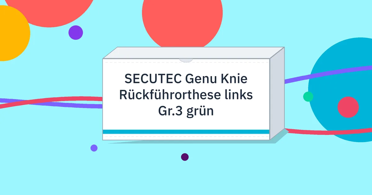 Symbolbild: Packung mit der Aufschrift SECUTEC Genu Knie Rückführorthese links Gr.3 grün (PZN 12511094) – Verfügbarkeit und Bezug in Apotheken in Frankfurt am Main