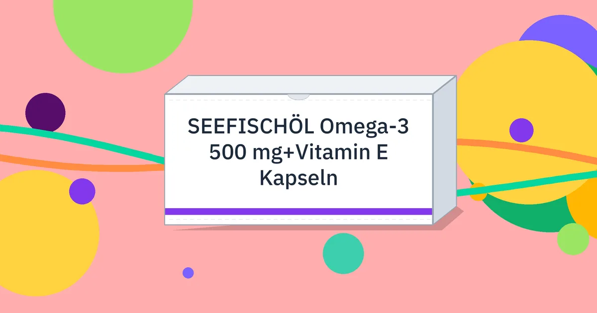 Symbolbild: Packung mit der Aufschrift SEEFISCHÖL Omega-3 500 mg+Vitamin E Kapseln (PZN 15569214) – Verfügbarkeit und Bezug in Apotheken in Frankfurt am Main