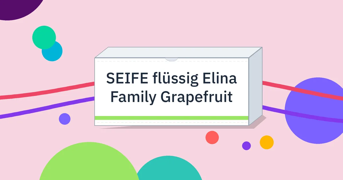 Symbolbild: Packung mit der Aufschrift SEIFE flüssig Elina Family Grapefruit (PZN 18704919) – Verfügbarkeit und Bezug in Apotheken in Frankfurt am Main