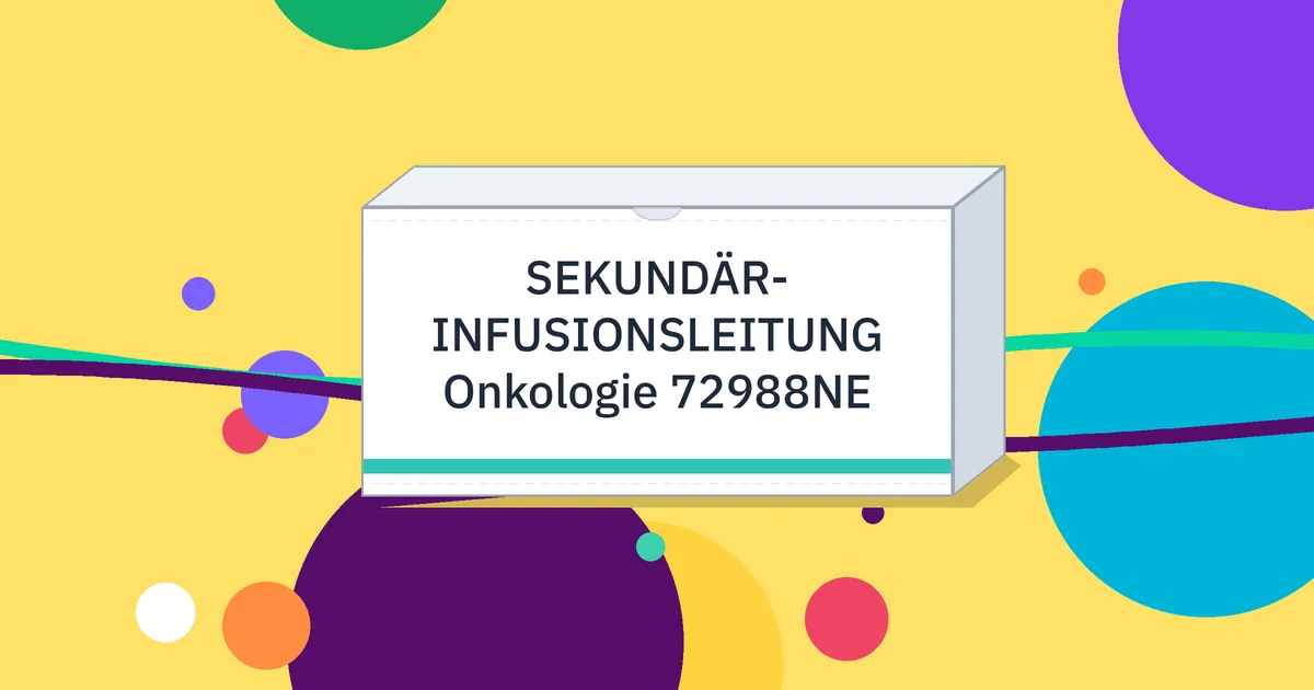 Symbolbild: Packung mit der Aufschrift SEKUNDÄR-INFUSIONSLEITUNG Onkologie 72988NE (PZN 13589419) – Verfügbarkeit und Bezug in Apotheken in Frankfurt am Main