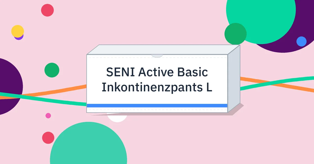 Symbolbild: Packung mit der Aufschrift SENI Active Basic Inkontinenzpants L (PZN 20347102) – Verfügbarkeit und Bezug in Apotheken in Frankfurt am Main