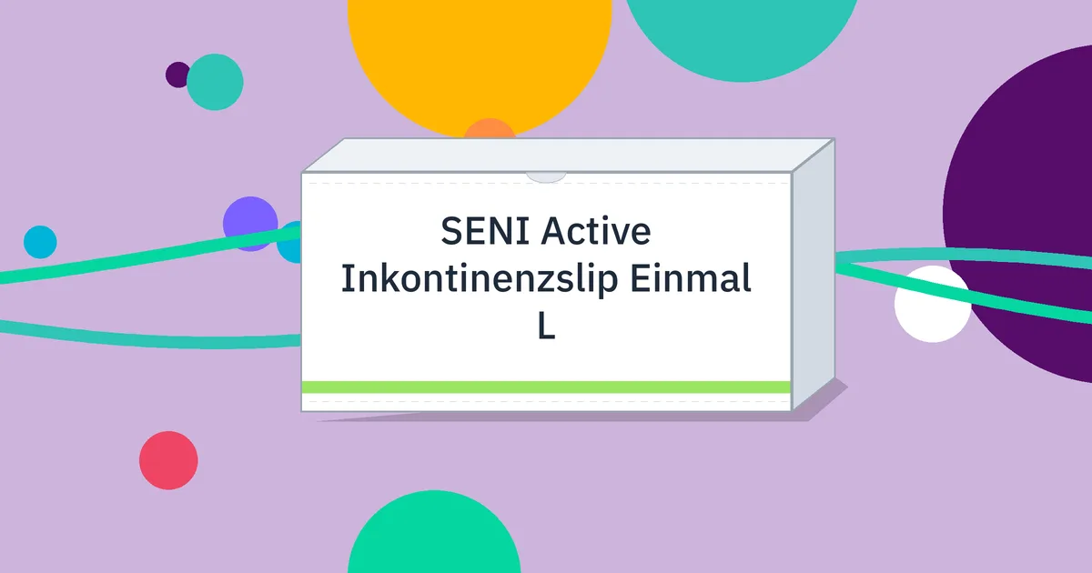 Symbolbild: Packung mit der Aufschrift SENI Active Inkontinenzslip Einmal L (PZN 03086551) – Verfügbarkeit und Bezug in Apotheken in Frankfurt am Main