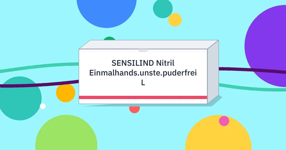 Symbolbild: Packung mit der Aufschrift SENSILIND Nitril Einmalhands.unste.puderfrei L (PZN 18047404) – Verfügbarkeit und Bezug in Apotheken in Frankfurt am Main