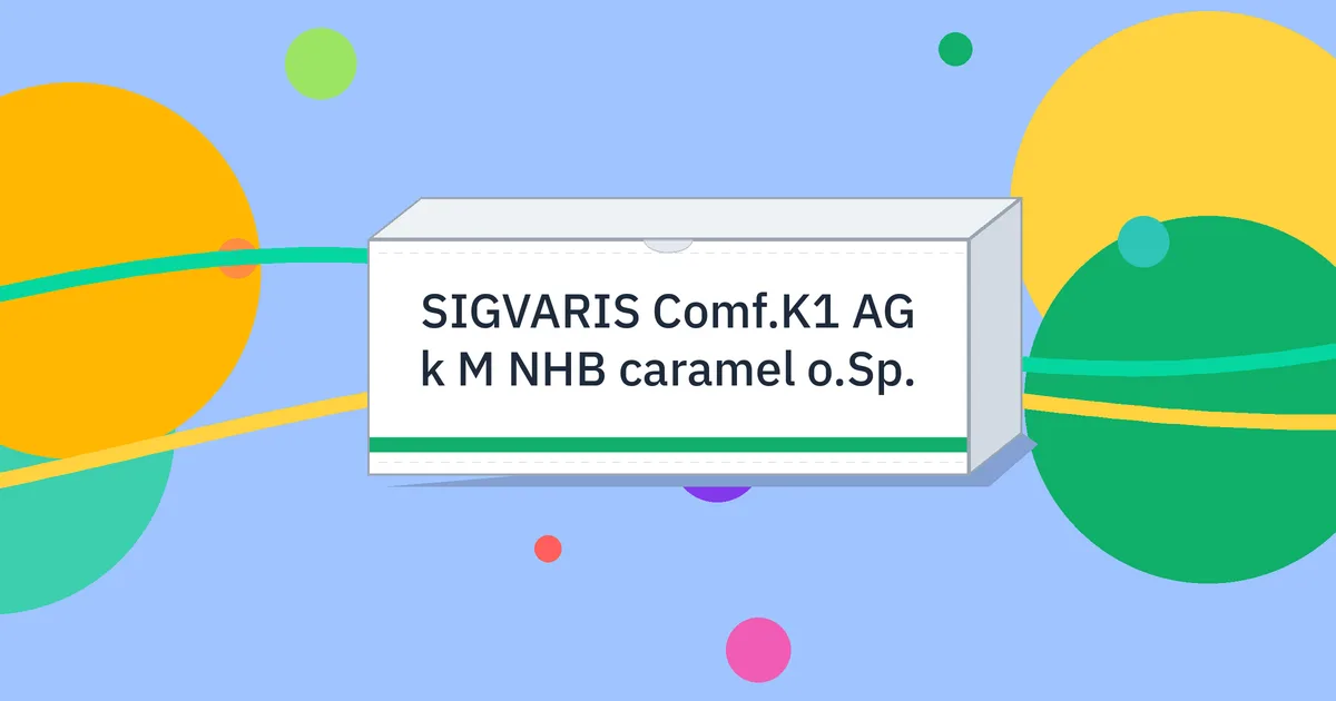 Symbolbild: Packung mit der Aufschrift SIGVARIS Comf.K1 AG k M NHB caramel o.Sp. (PZN 17096949) – Verfügbarkeit und Bezug in Apotheken in Frankfurt am Main