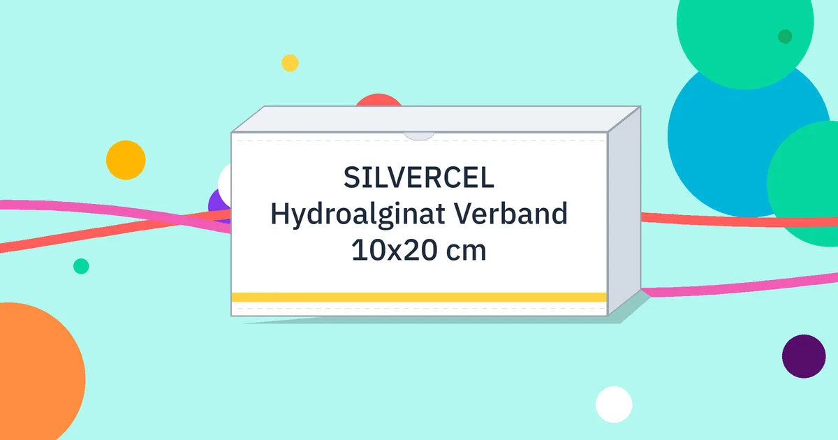 Symbolbild: Packung mit der Aufschrift SILVERCEL Hydroalginat Verband 10x20 cm (PZN 09178107) – Verfügbarkeit und Bezug in Apotheken in Frankfurt am Main