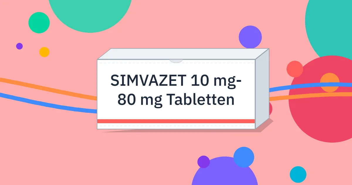 Symbolbild: Packung mit der Aufschrift SIMVAZET 10 mg-80 mg Tabletten (PZN 13970591) – Verfügbarkeit und Bezug in Apotheken in Frankfurt am Main