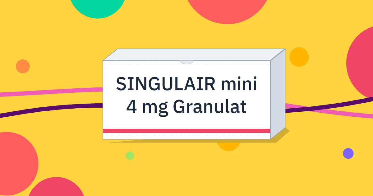 Symbolbild: Packung mit der Aufschrift SINGULAIR mini 4 mg Granulat (PZN 07578280) – Verfügbarkeit und Bezug in Apotheken in Frankfurt am Main