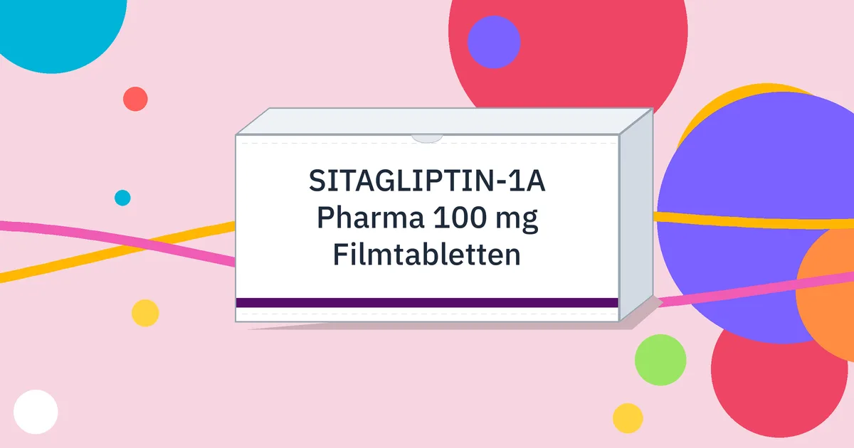 Symbolbild: Packung mit der Aufschrift SITAGLIPTIN-1A Pharma 100 mg Filmtabletten (PZN 17816289) – Verfügbarkeit und Bezug in Apotheken in Frankfurt am Main