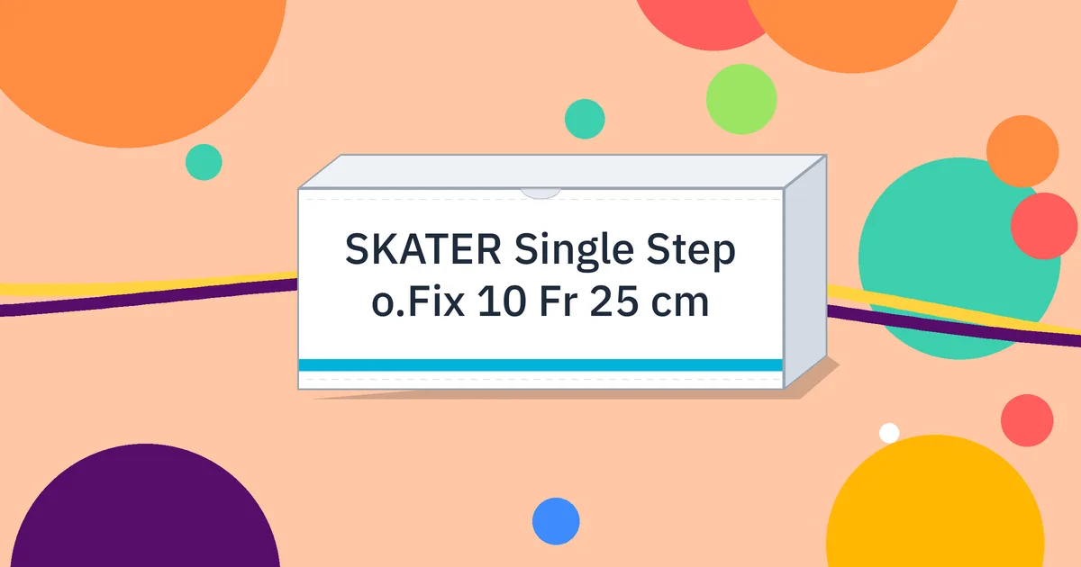 Symbolbild: Packung mit der Aufschrift SKATER Single Step o.Fix 10 Fr 25 cm (PZN 06770118) – Verfügbarkeit und Bezug in Apotheken in Frankfurt am Main