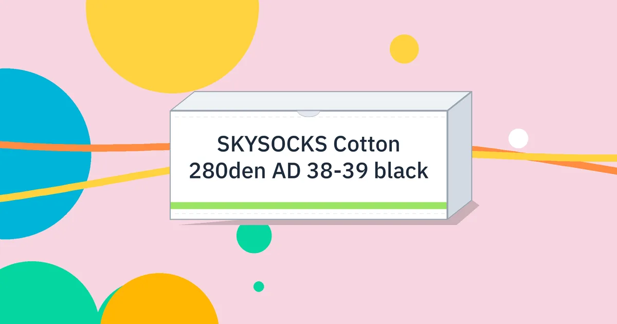 Symbolbild: Packung mit der Aufschrift SKYSOCKS Cotton 280den AD 38-39 black (PZN 18664108) – Verfügbarkeit und Bezug in Apotheken in Frankfurt am Main