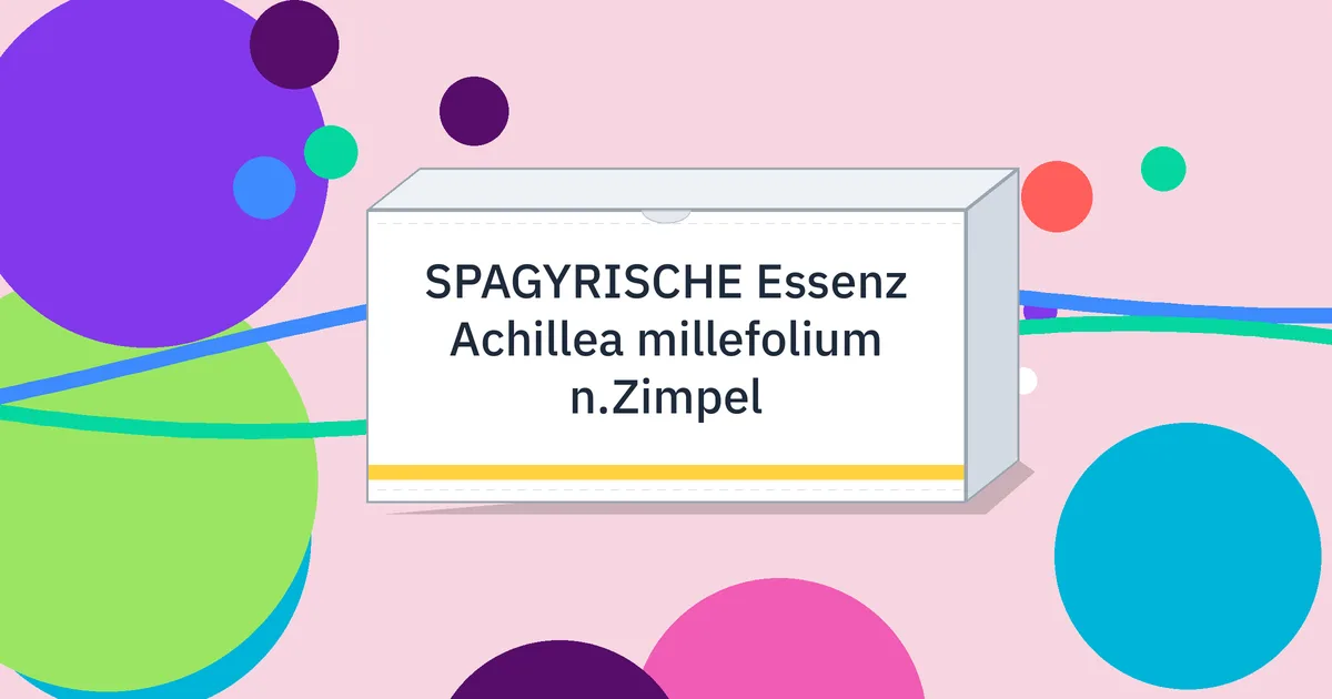 Symbolbild: Packung mit der Aufschrift SPAGYRISCHE Essenz Achillea millefolium n.Zimpel (PZN 00915395) – Verfügbarkeit und Bezug in Apotheken in Frankfurt am Main
