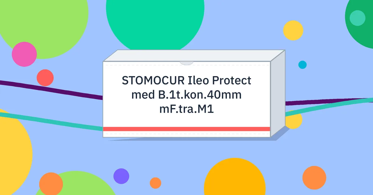 Symbolbild: Packung mit der Aufschrift STOMOCUR Ileo Protect med B.1t.kon.40mm mF.tra.M1 (PZN 17551402) – Verfügbarkeit und Bezug in Apotheken in Frankfurt am Main