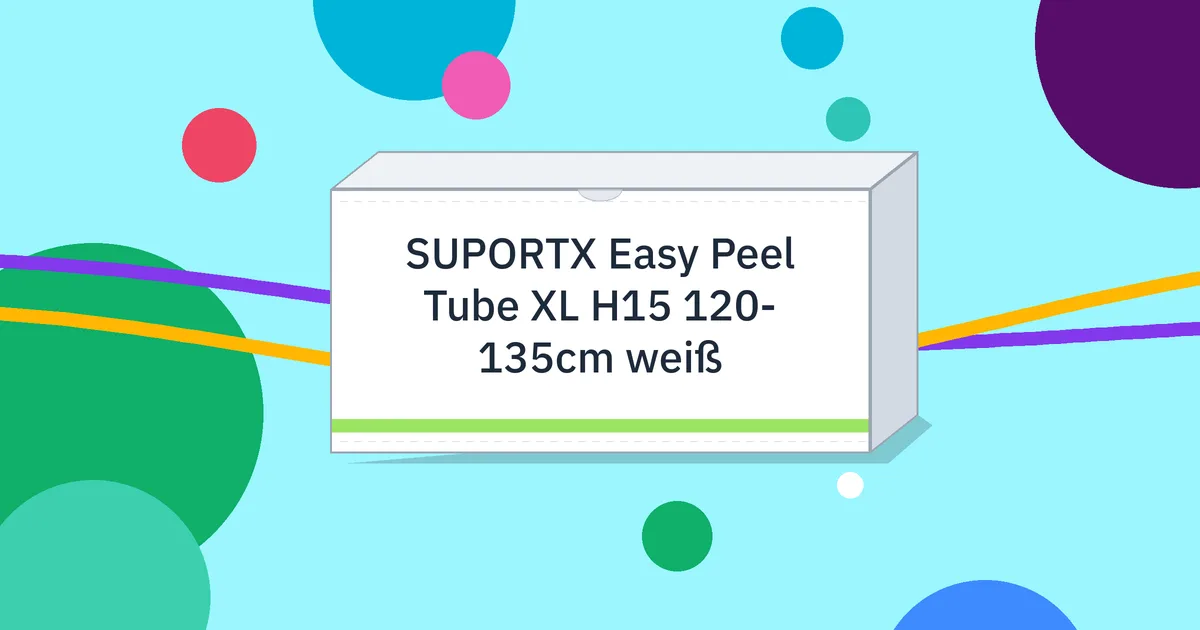 Symbolbild: Packung mit der Aufschrift SUPORTX Easy Peel Tube XL H15 120-135cm weiß (PZN 10125530) – Verfügbarkeit und Bezug in Apotheken in Frankfurt am Main