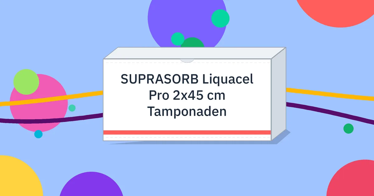 Symbolbild: Packung mit der Aufschrift SUPRASORB Liquacel Pro 2x45 cm Tamponaden (PZN 19452733) – Verfügbarkeit und Bezug in Apotheken in Frankfurt am Main