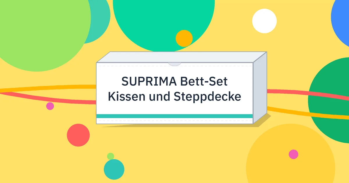 Symbolbild: Packung mit der Aufschrift SUPRIMA Bett-Set Kissen und Steppdecke (PZN 11153698) – Verfügbarkeit und Bezug in Apotheken in Frankfurt am Main