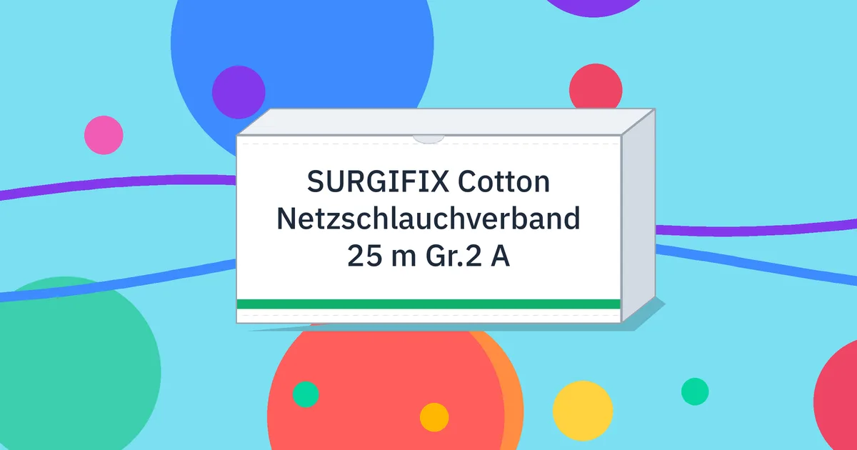 Symbolbild: Packung mit der Aufschrift SURGIFIX Cotton Netzschlauchverband 25 m Gr.2 A (PZN 18386342) – Verfügbarkeit und Bezug in Apotheken in Frankfurt am Main