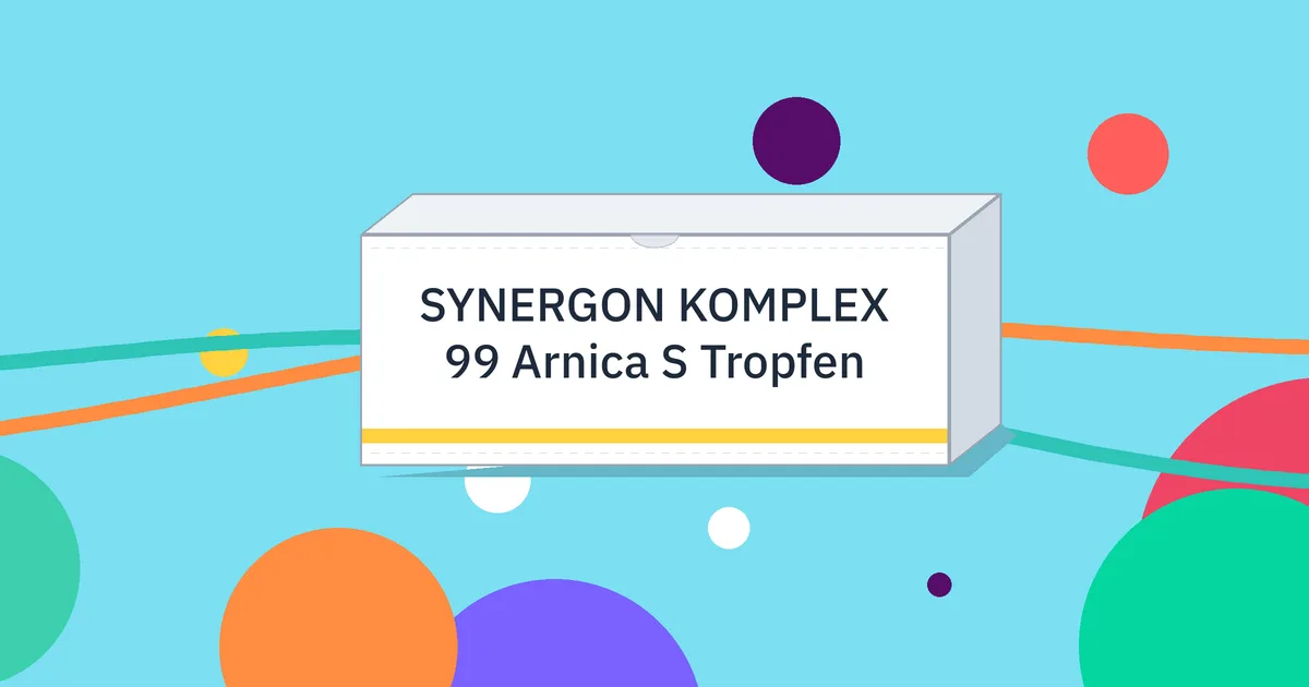Symbolbild: Packung mit der Aufschrift SYNERGON KOMPLEX 99 Arnica S Tropfen (PZN 19979216) – Verfügbarkeit und Bezug in Apotheken in Frankfurt am Main
