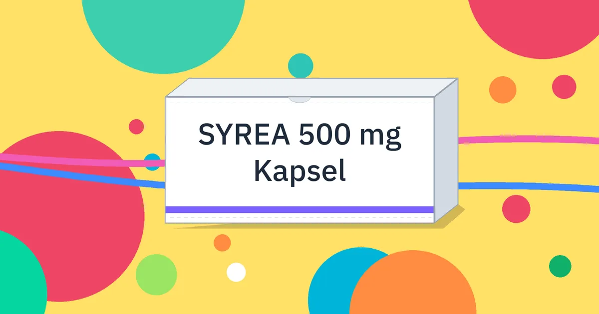 Symbolbild: Packung mit der Aufschrift SYREA 500 mg Kapsel (PZN 01873813) – Verfügbarkeit und Bezug in Apotheken in Frankfurt am Main