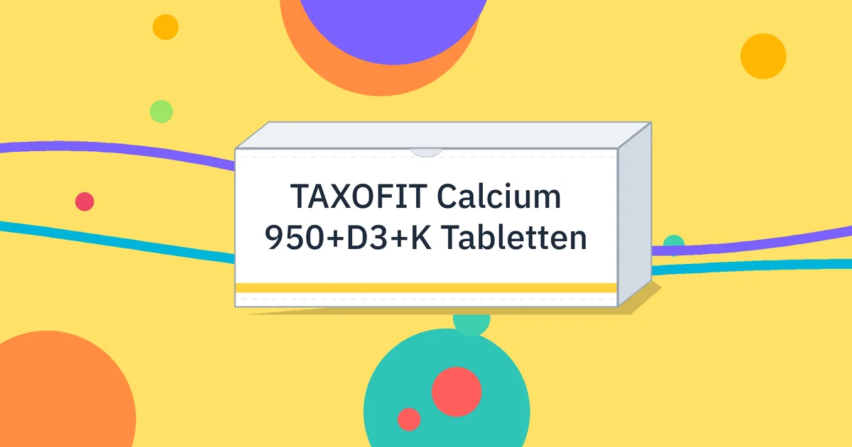 Symbolbild: Packung mit der Aufschrift TAXOFIT Calcium 950+D3+K Tabletten (PZN 17877517) – Verfügbarkeit und Bezug in Apotheken in Frankfurt am Main