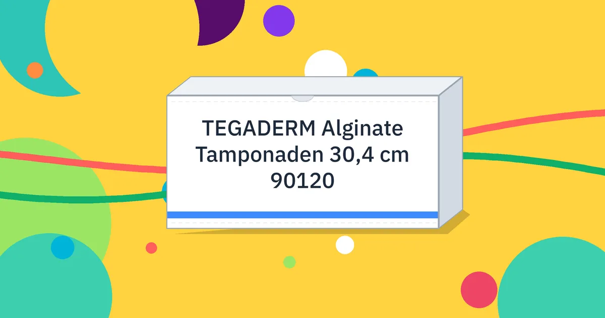 Symbolbild: Packung mit der Aufschrift TEGADERM Alginate Tamponaden 30,4 cm 90120 (PZN 04971404) – Verfügbarkeit und Bezug in Apotheken in Frankfurt am Main