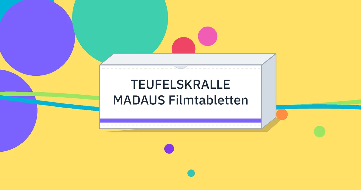 Symbolbild: Packung mit der Aufschrift TEUFELSKRALLE MADAUS Filmtabletten (PZN 15570708) – Verfügbarkeit und Bezug in Apotheken in Frankfurt am Main