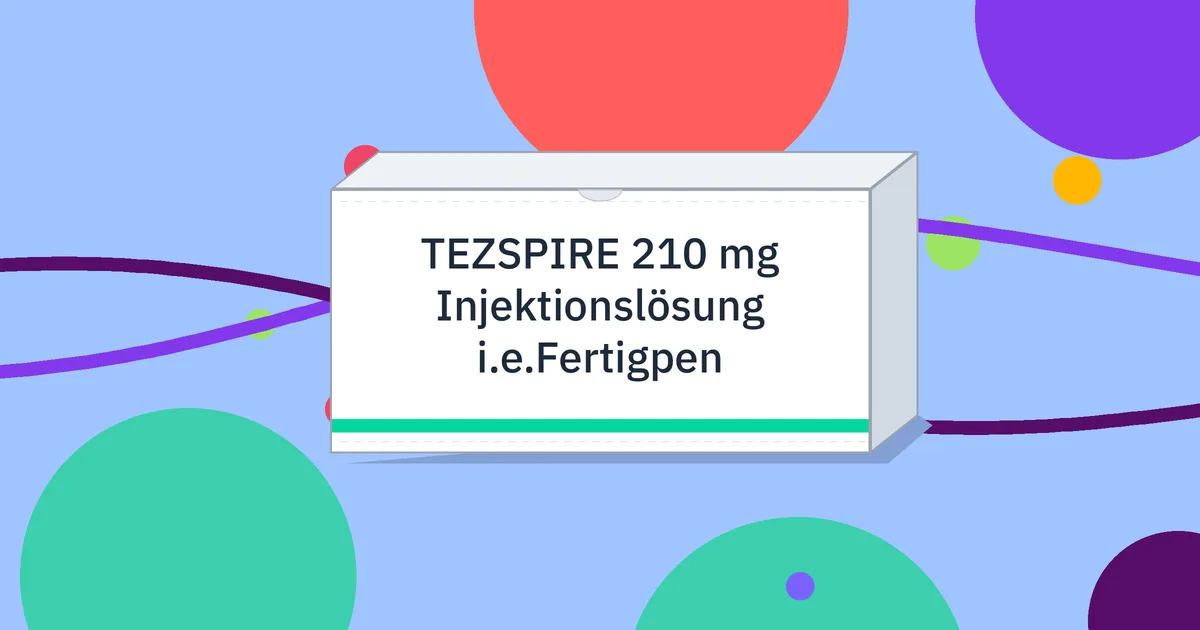 Symbolbild: Packung mit der Aufschrift TEZSPIRE 210 mg Injektionslösung i.e.Fertigpen (PZN 19199889) – Verfügbarkeit und Bezug in Apotheken in Frankfurt am Main