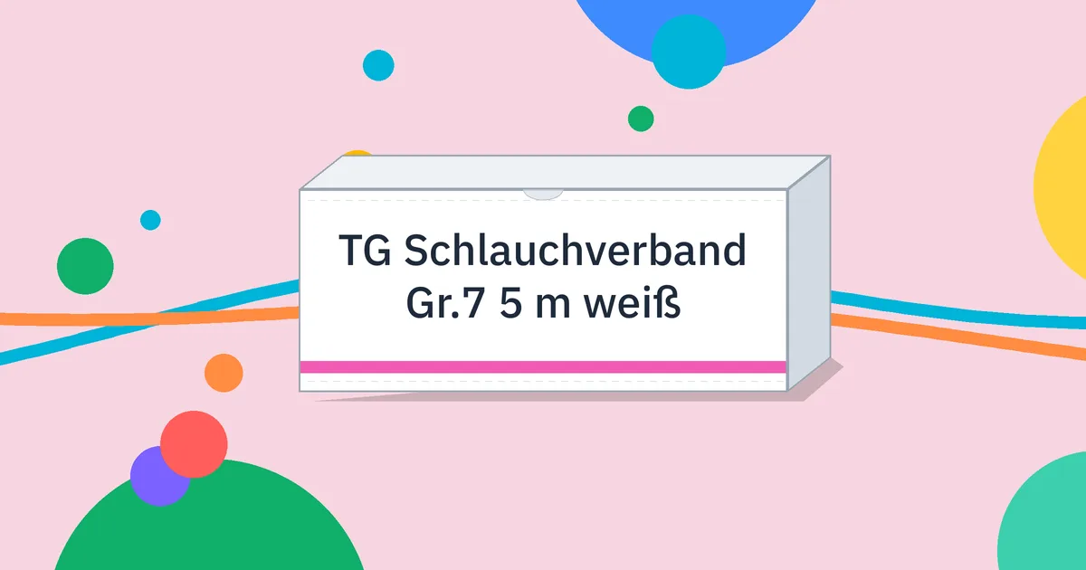 Symbolbild: Packung mit der Aufschrift TG Schlauchverband Gr.7 5 m weiß (PZN 13502909) – Verfügbarkeit und Bezug in Apotheken in Frankfurt am Main