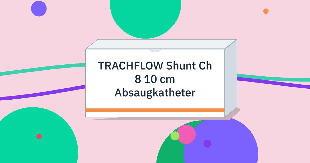 Symbolbild: Packung mit der Aufschrift TRACHFLOW Shunt Ch 8 10 cm Absaugkatheter (PZN 15236518) – Verfügbarkeit und Bezug in Apotheken in Frankfurt am Main