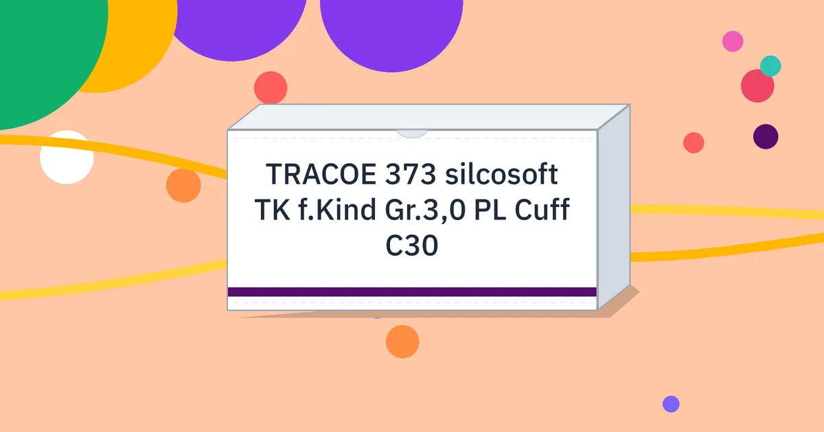 Symbolbild: Packung mit der Aufschrift TRACOE 373 silcosoft TK f.Kind Gr.3,0 PL Cuff C30 (PZN 14316853) – Verfügbarkeit und Bezug in Apotheken in Frankfurt am Main