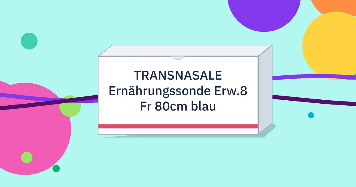 Symbolbild: Packung mit der Aufschrift TRANSNASALE Ernährungssonde Erw.8 Fr 80cm blau (PZN 19997036) – Verfügbarkeit und Bezug in Apotheken in Frankfurt am Main
