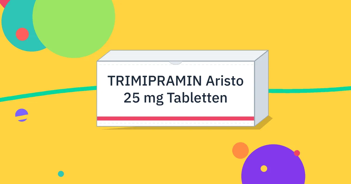 Symbolbild: Packung mit der Aufschrift TRIMIPRAMIN Aristo 25 mg Tabletten (PZN 11156113) – Verfügbarkeit und Bezug in Apotheken in Frankfurt am Main