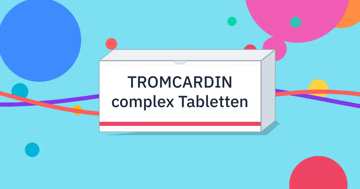 Symbolbild: Packung mit der Aufschrift TROMCARDIN complex Tabletten (PZN 05950686) – Verfügbarkeit und Bezug in Apotheken in Frankfurt am Main