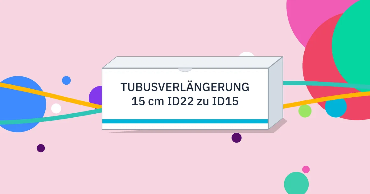 Symbolbild: Packung mit der Aufschrift TUBUSVERLÄNGERUNG 15 cm ID22 zu ID15 (PZN 10041170) – Verfügbarkeit und Bezug in Apotheken in Frankfurt am Main