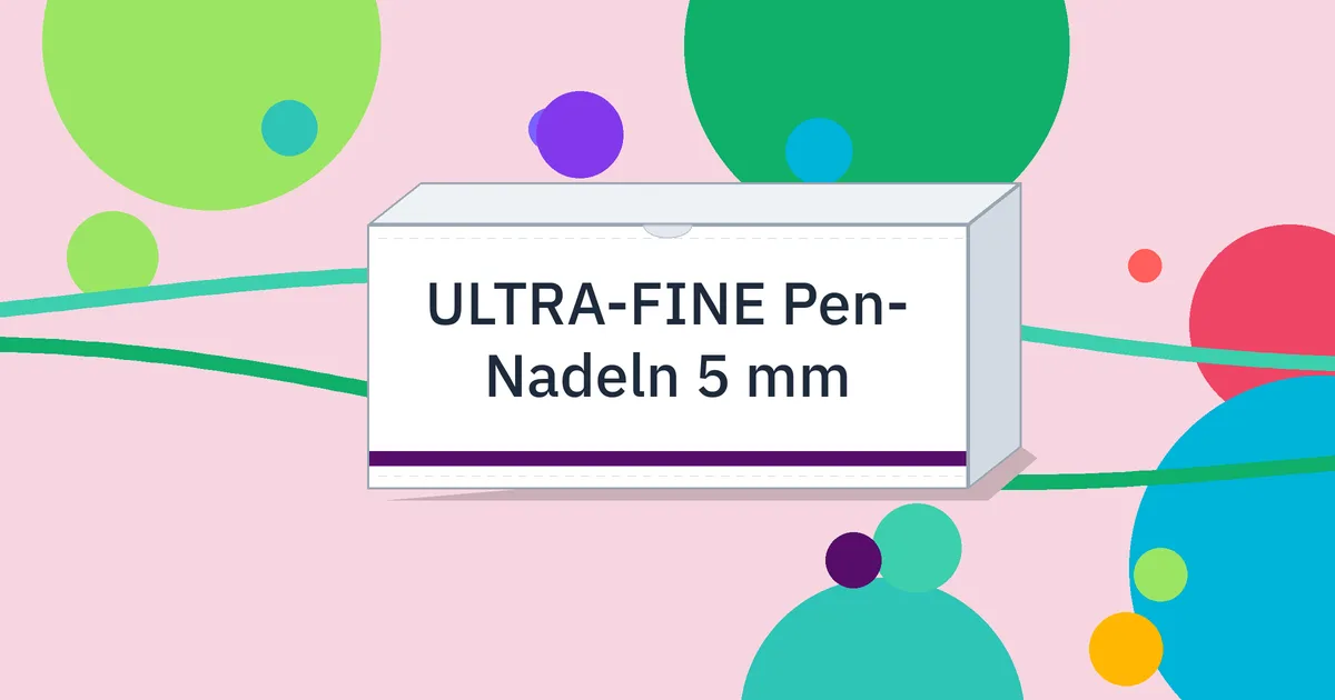 Symbolbild: Packung mit der Aufschrift ULTRA-FINE Pen-Nadeln 5 mm (PZN 20590038) – Verfügbarkeit und Bezug in Apotheken in Frankfurt am Main