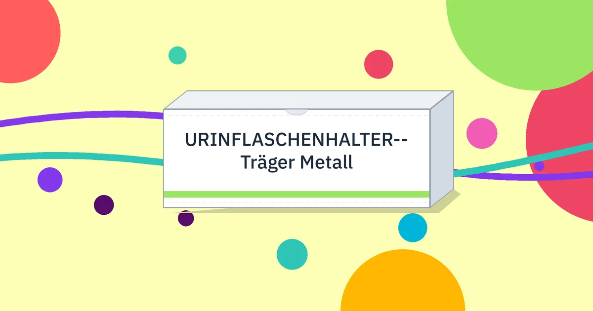 Symbolbild: Packung mit der Aufschrift URINFLASCHENHALTER--Träger Metall (PZN 11350298) – Verfügbarkeit und Bezug in Apotheken in Frankfurt am Main