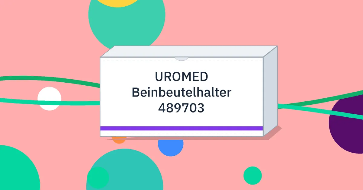 Symbolbild: Packung mit der Aufschrift UROMED Beinbeutelhalter 489703 (PZN 09704139) – Verfügbarkeit und Bezug in Apotheken in Frankfurt am Main