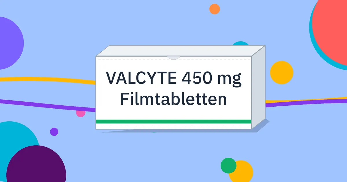 Symbolbild: Packung mit der Aufschrift VALCYTE 450 mg Filmtabletten (PZN 08439818) – Verfügbarkeit und Bezug in Apotheken in Frankfurt am Main